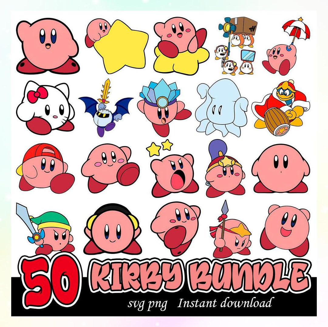 Kirby Cartoon Chracters Svg/ Png Bundle Birthday Party / Sticker / T ...