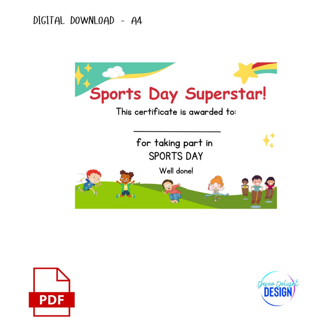 Sports Day Certificate-end of Year-sports Day- Celebration-pupil Gift ...