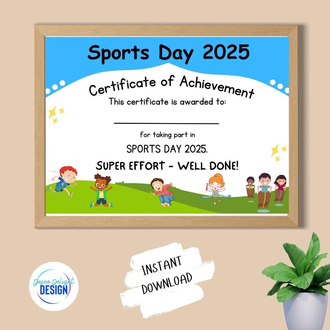 Sports Day Certificate of Achievement-end of Year-sports Day ...