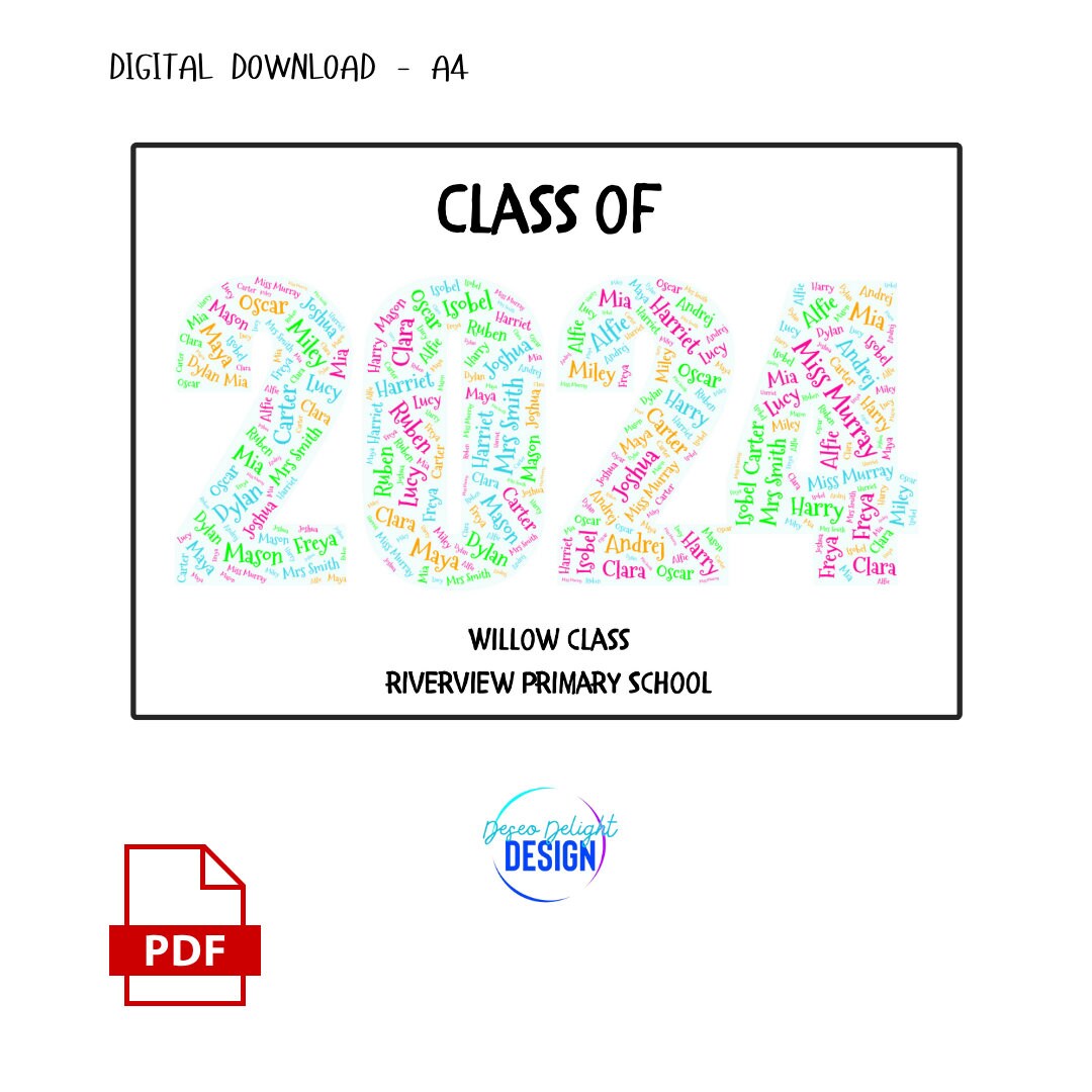 Class of 2024 Print-end of Year-class Gift-pupil Gift-graduation-class ...
