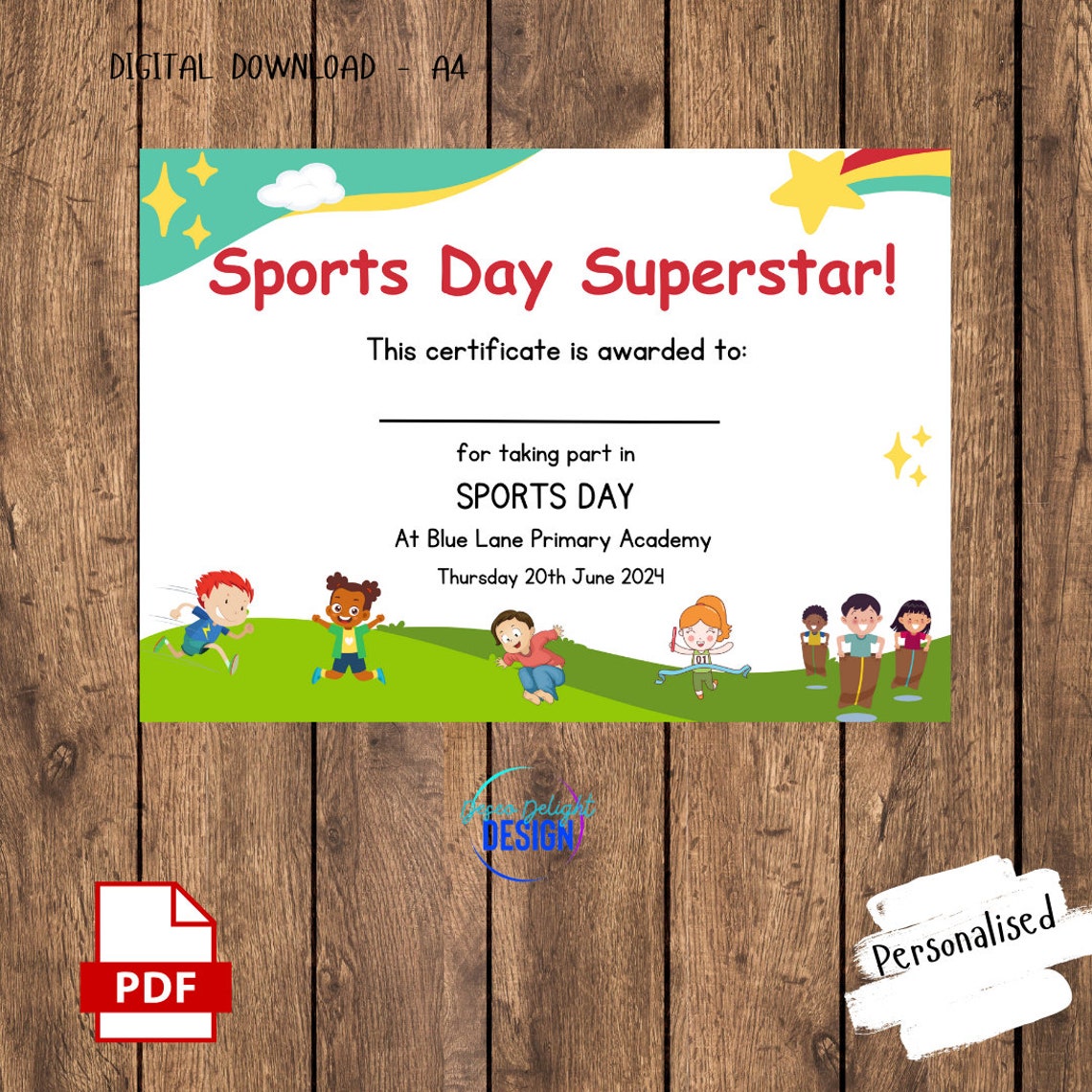 PERSONALISED Sports Day Certificate-end of Year-sports Day- Celebration ...