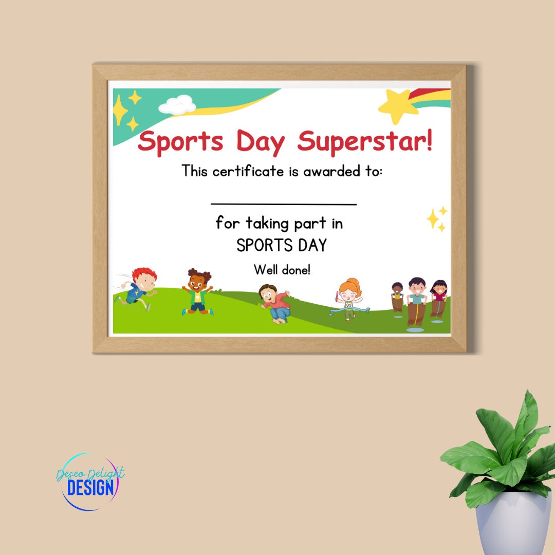 Sports Day Certificate-end of Year-sports Day- Celebration-pupil Gift ...