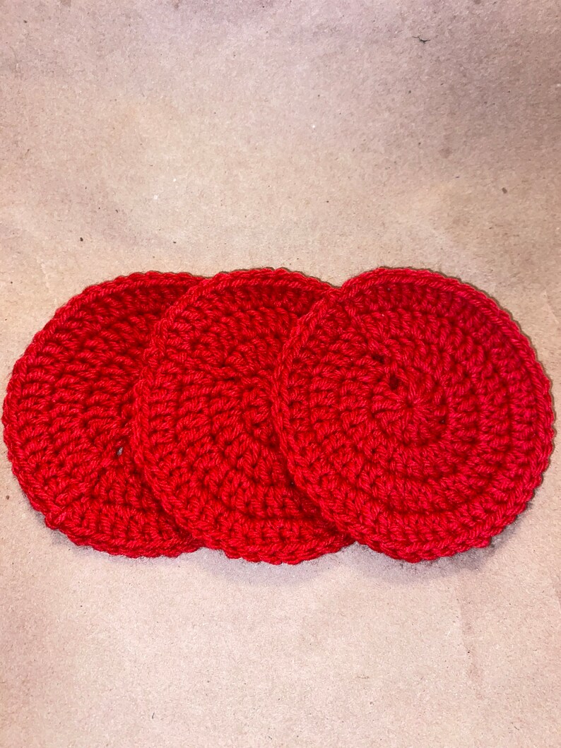 Red Crochet Coaster (set of 3) - Etsy