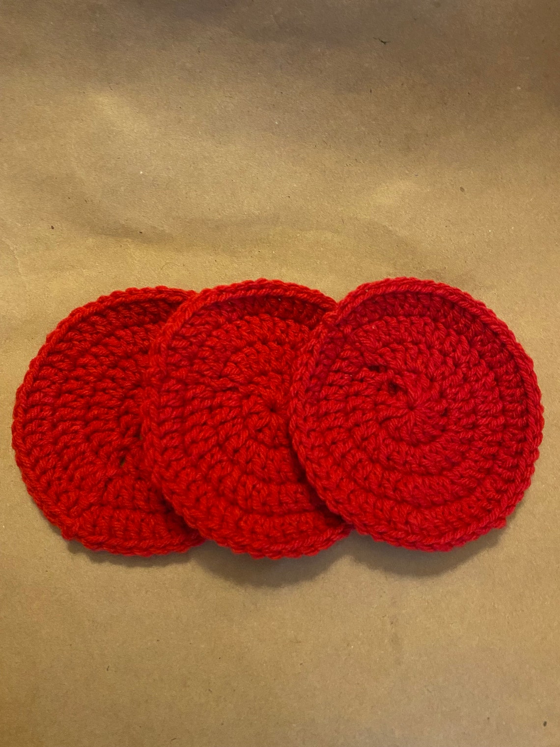 Red Crochet Coaster (set of 3) - Etsy