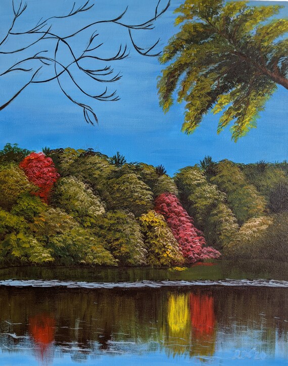 Original Acrylic Painting Lake Massasoit | Etsy