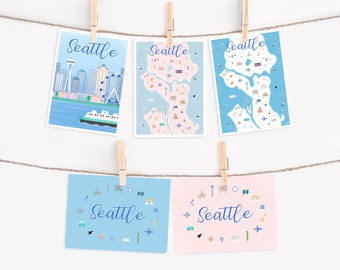 Seattle Greeting Cards | Etsy