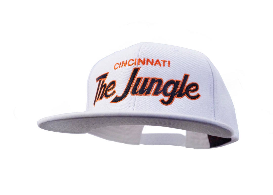 Cincinnati 90s Hat | the Jungle Embroidered White Football Snapback Cap ...