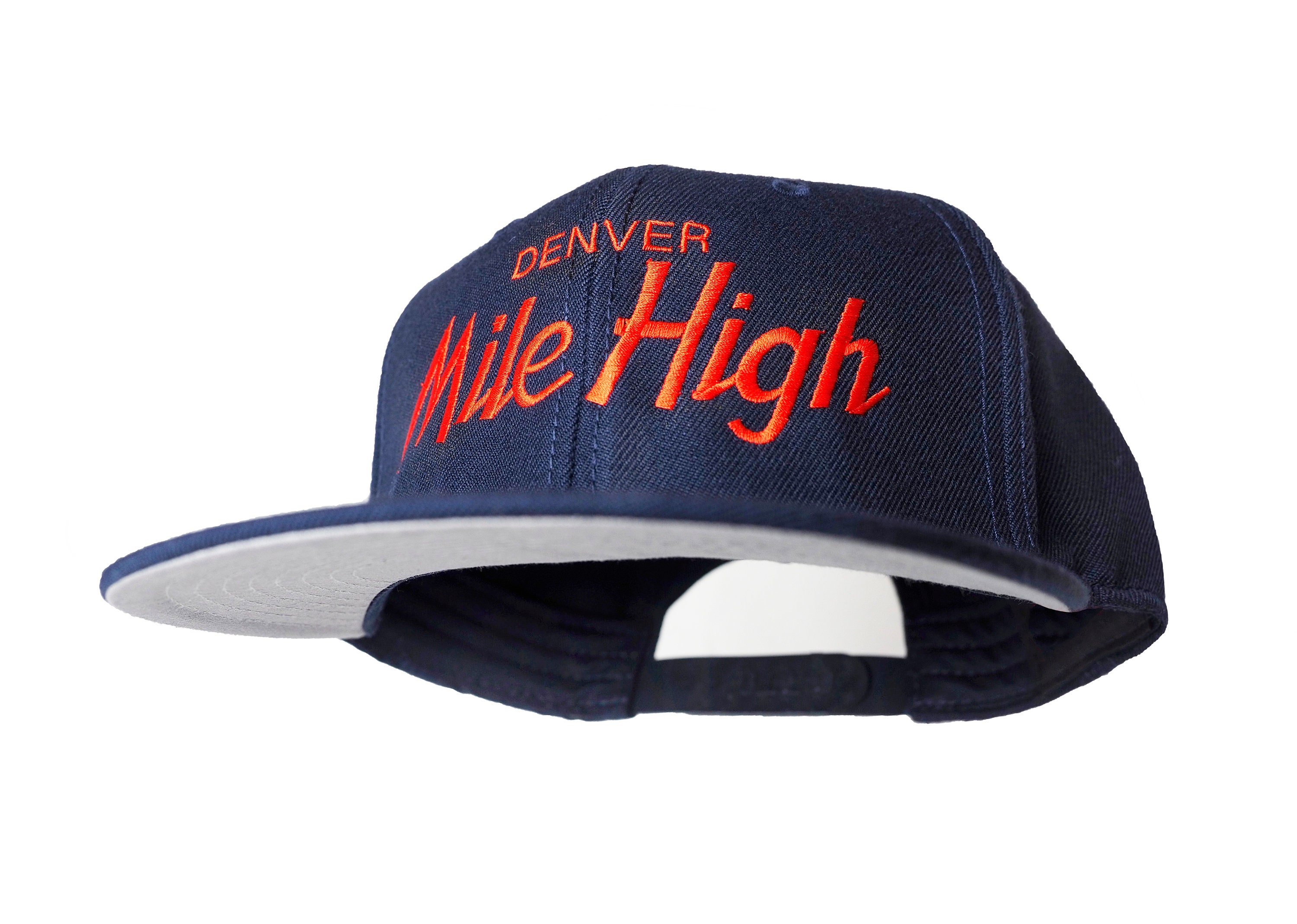 Denver 90s Hat Mile High Vintage-style Embroidered Navy Snapback Cap ...