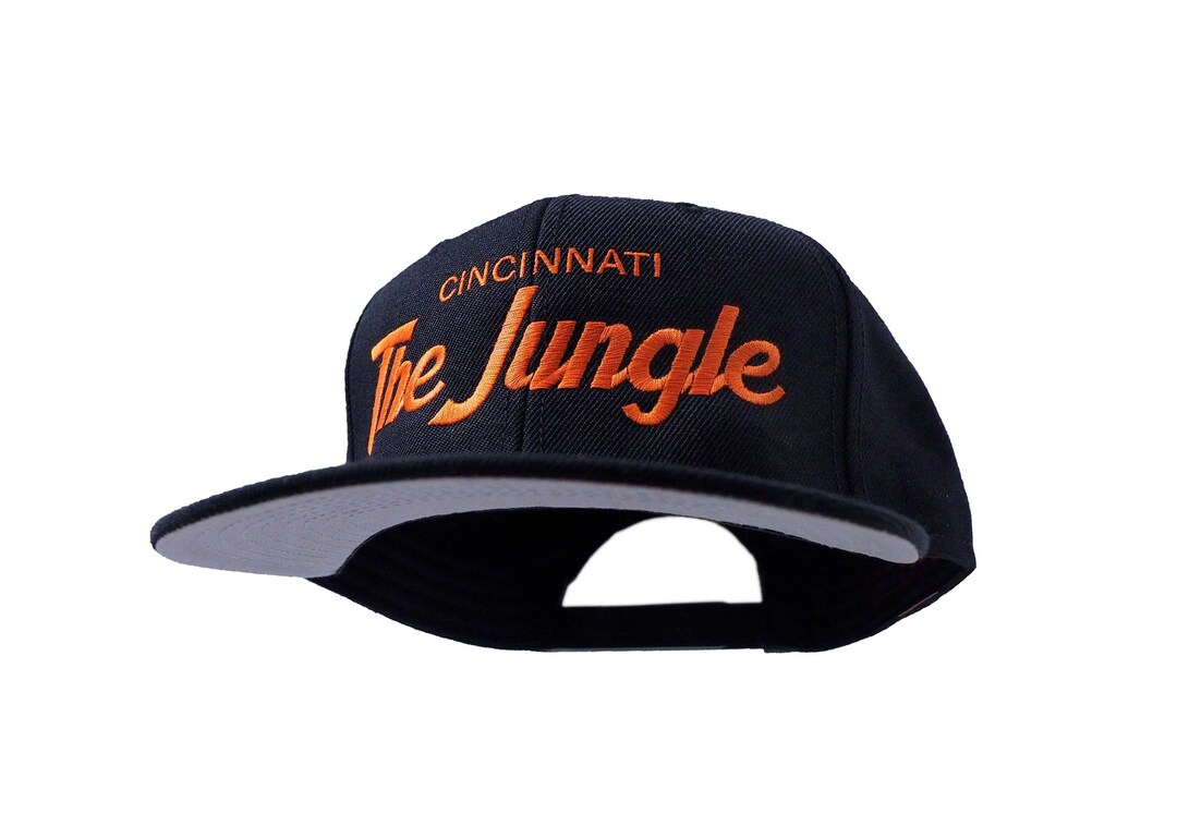 Cincinnati 90s Hat | the Jungle Embroidered Black Football Snapback Cap ...