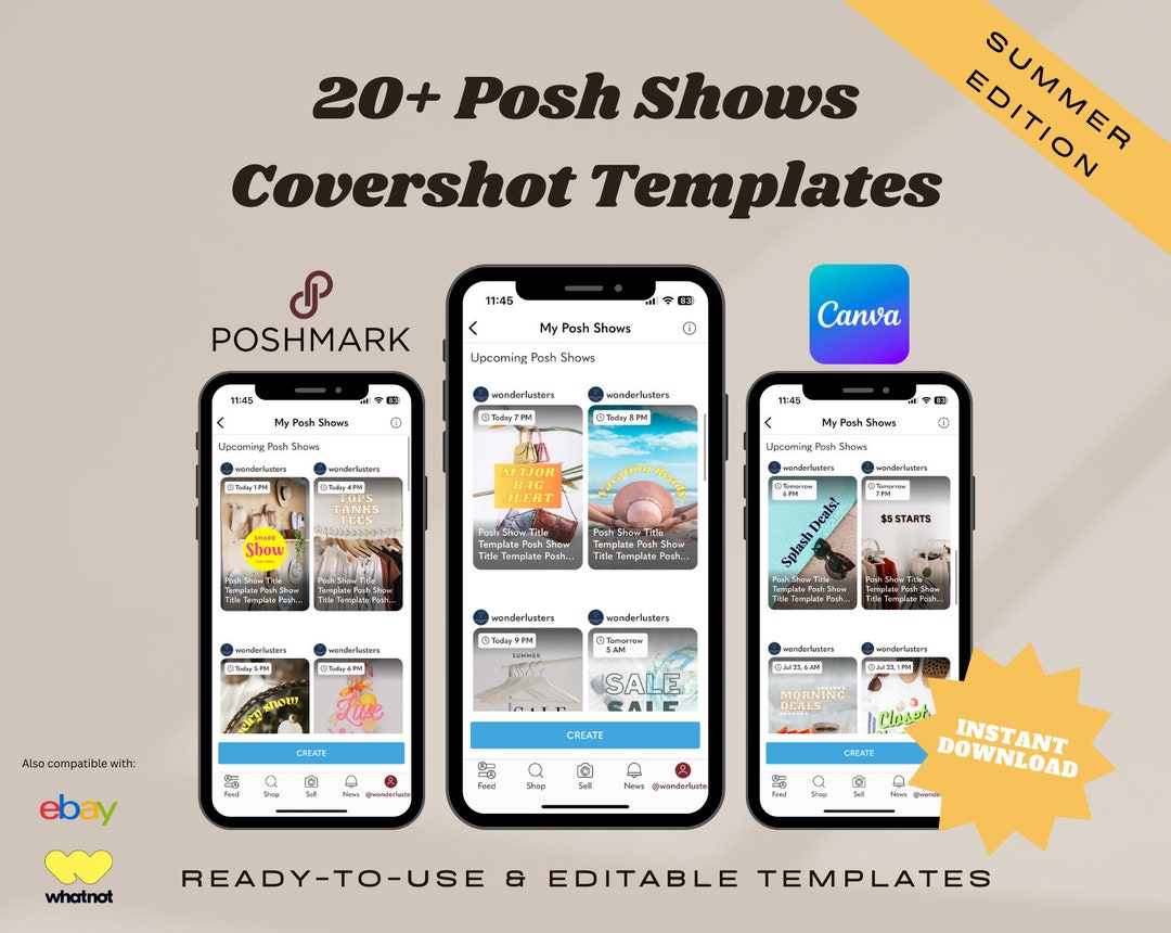 20+ Posh Shows Cover Photo Editable Digital Canva Download, Cover Image ...