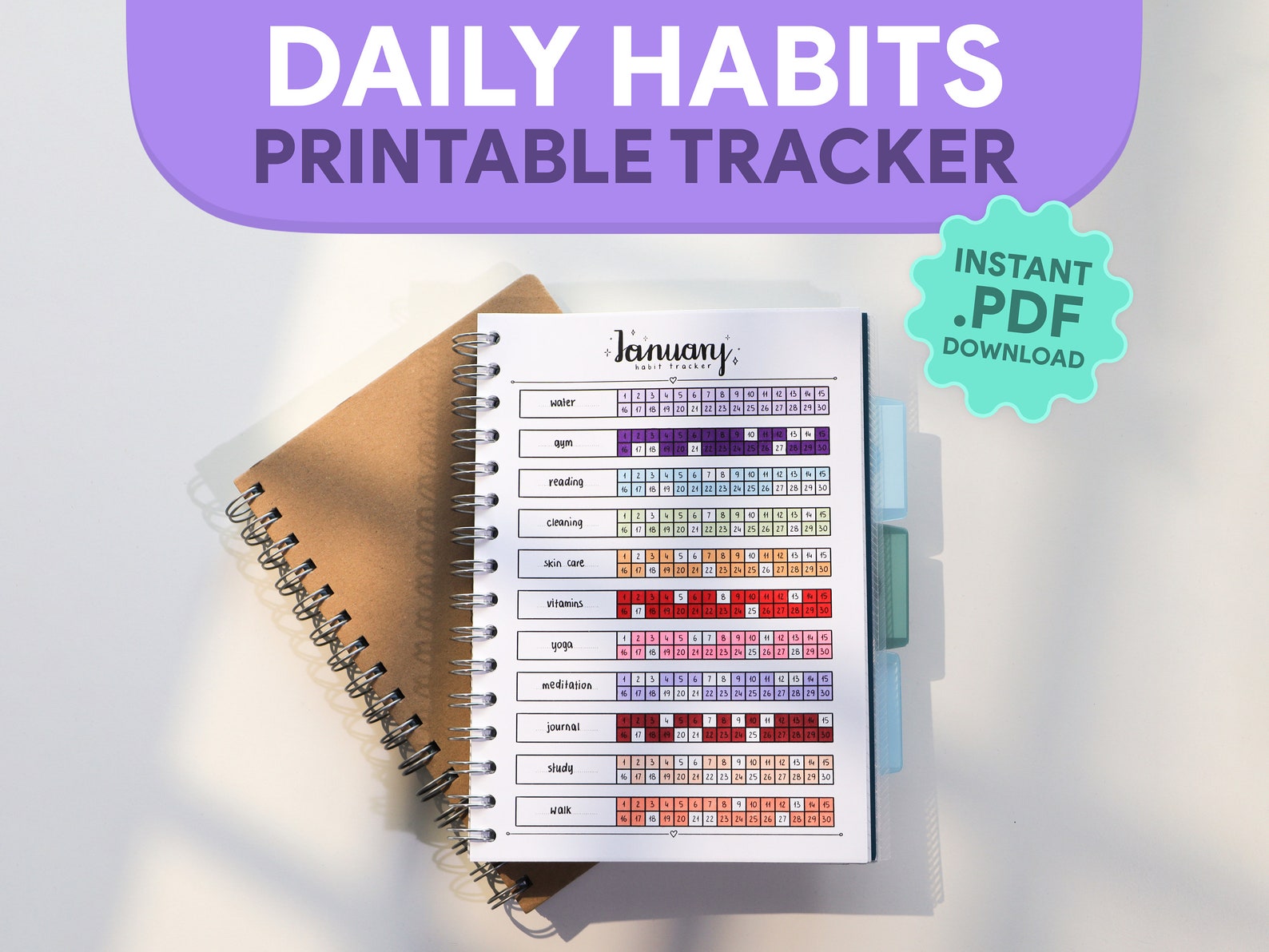 Printable Habit Tracker | A4 & A5 Habit Tracking | Monthly Habit ...