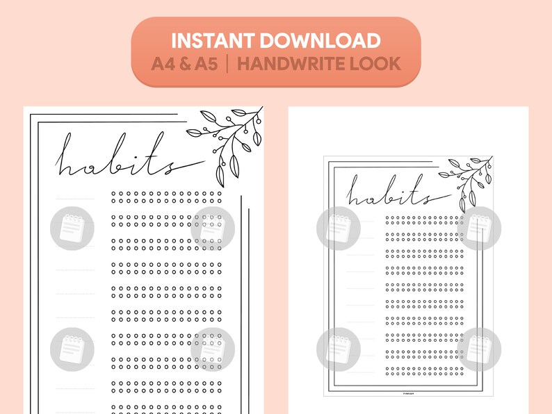 Minimal Habit Tracker Printable A4 & A5 Habit Tracking - Etsy
