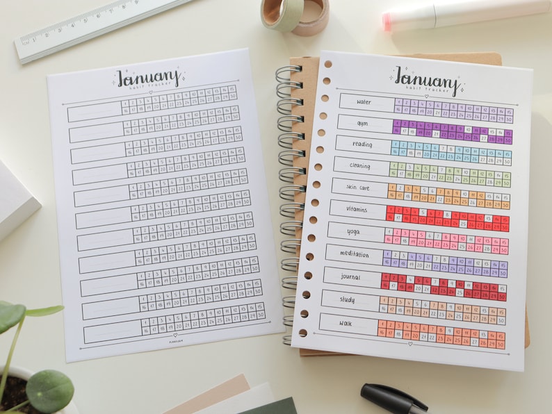 Printable Habit Tracker | A4 & A5 Habit Tracking | Monthly Habit ...