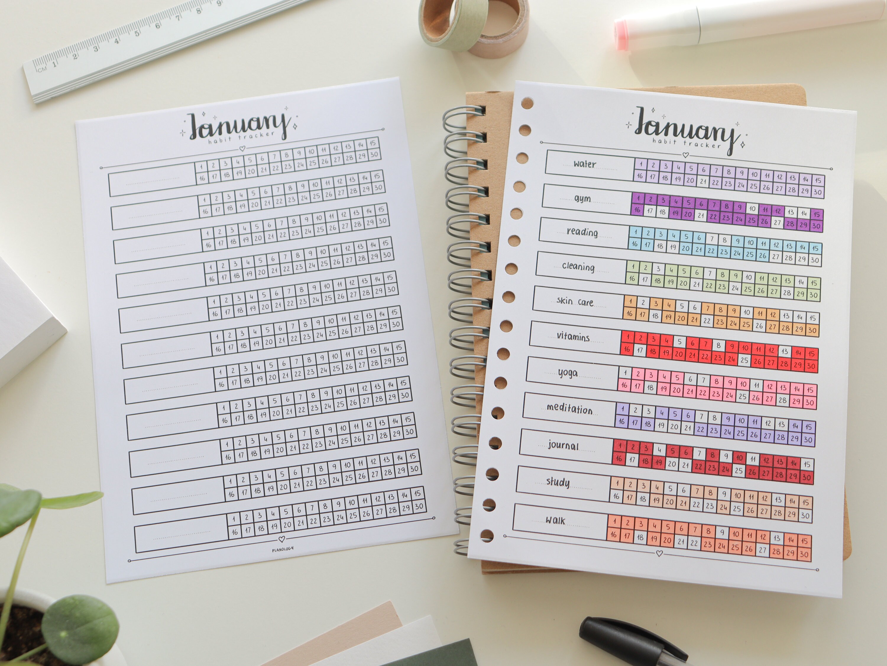 Printable Habit Tracker | A4 & A5 Habit Tracking | Monthly Habit ...