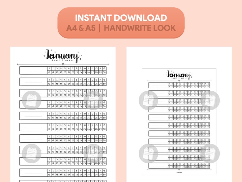 Printable Habit Tracker | A4 & A5 Habit Tracking | Monthly Habit ...