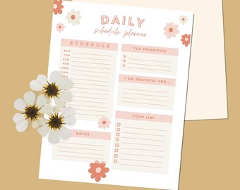 Cute Boho Style Pink Daily Planner - Etsy