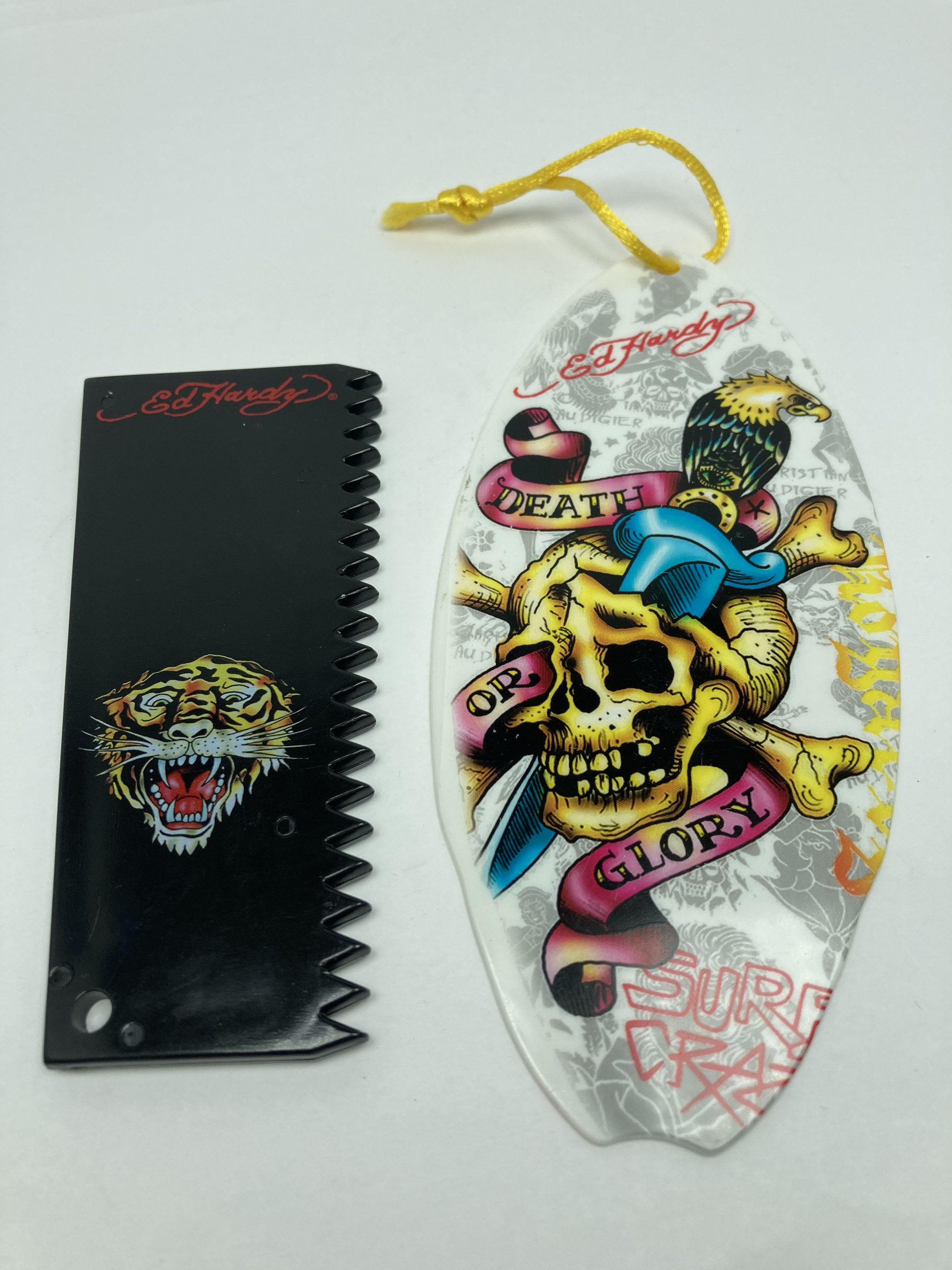 Ed Hardy Graphic Design Hang Tag Heavy Plastic Two Sided Printed Surfer ...