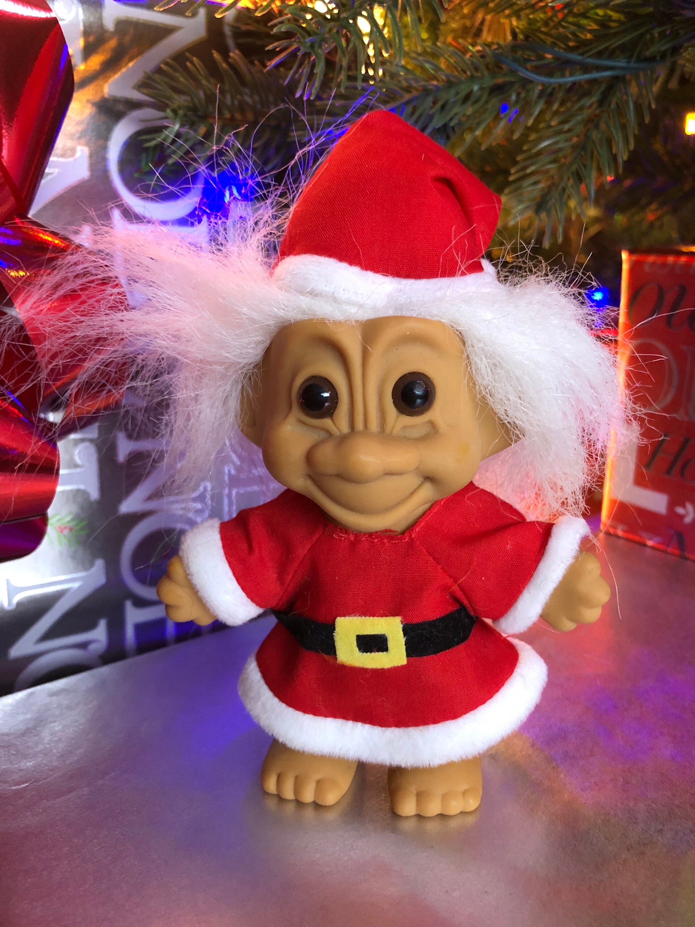 Troll Vintage Russ Berrie Troll Dolls Christmas Santa White Hair 5 ...