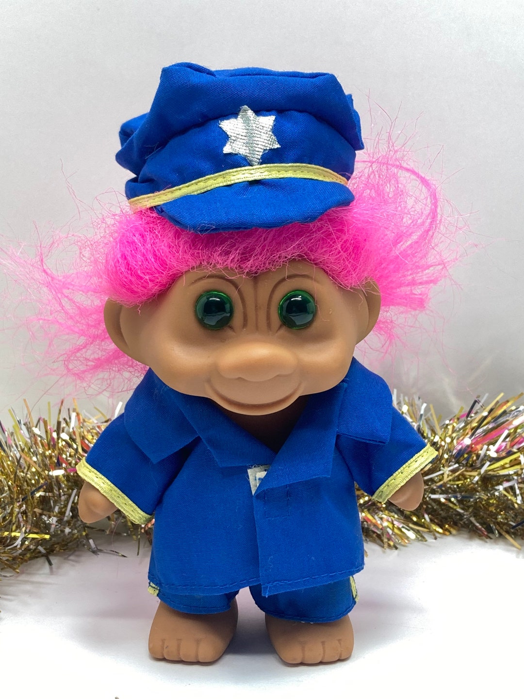 Troll Vintage Collectible TNT 1991 Large 5” Troll Doll Pink Hair Police ...