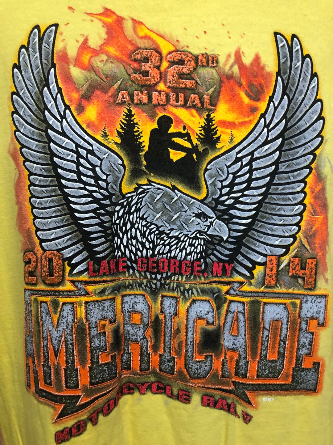 AMERICADE Motorcycle Rally Lake George NY Original 2 Sided Graphic ...