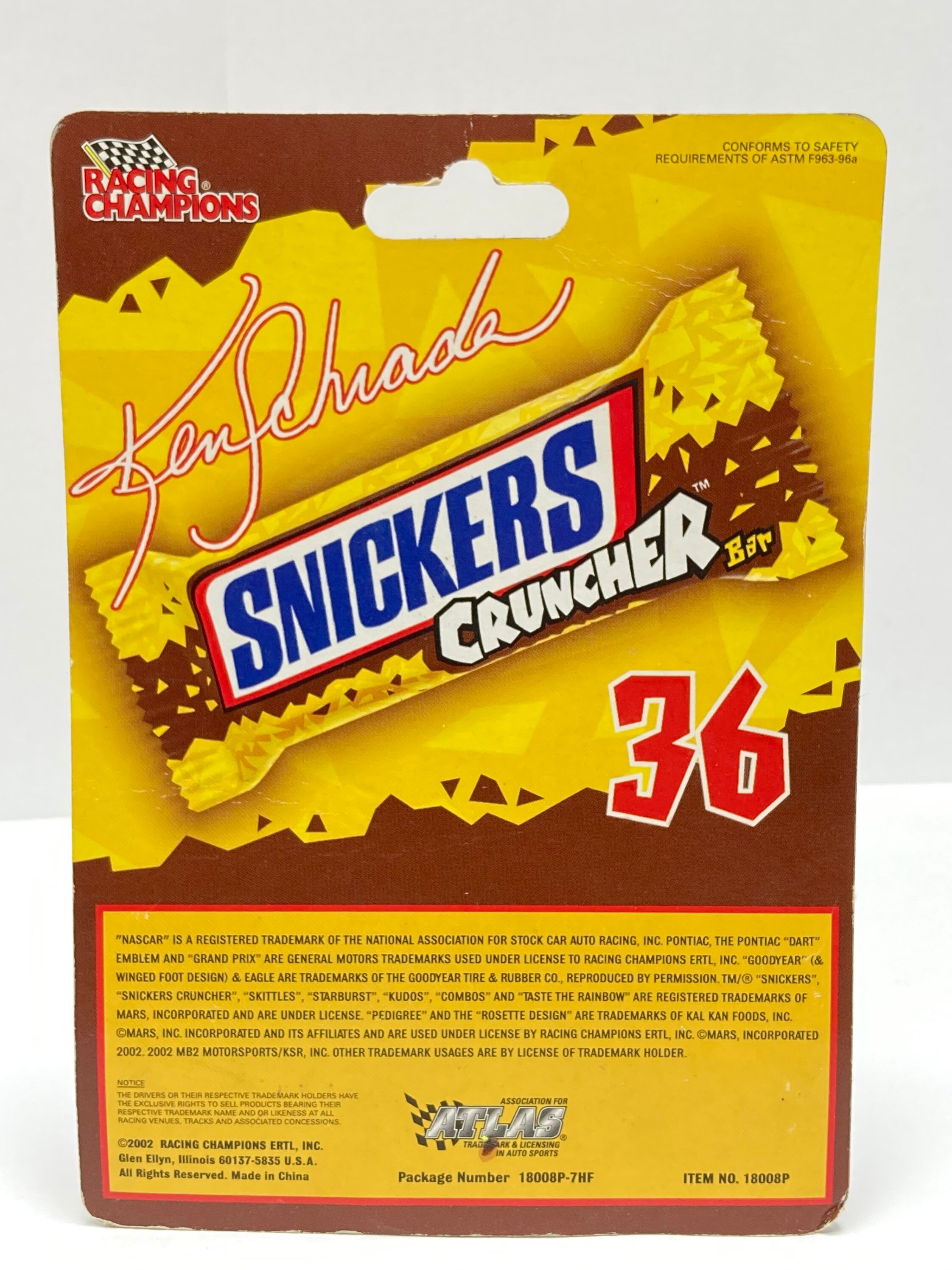 Ken Schrade 36 Snickers Cruncher Racing Champions Limited Edition Stock ...