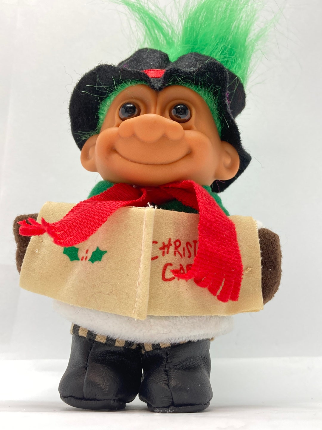 Troll Vintage Russ Berrie Troll Dolls Christmas Caroler Green Hair 5 ...
