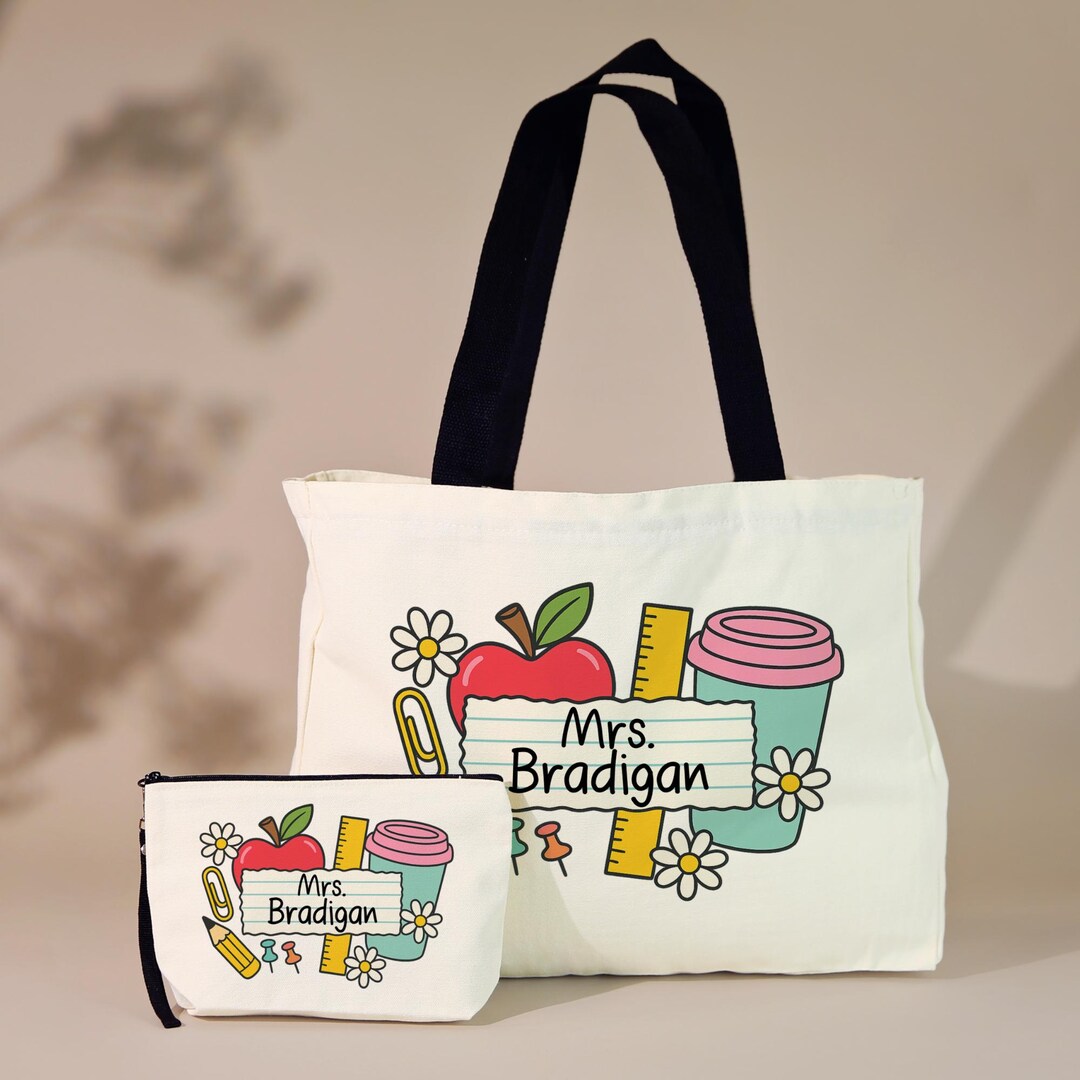 Personalized Gift for Teachers; Teacher Tote Bag With School Paper ...