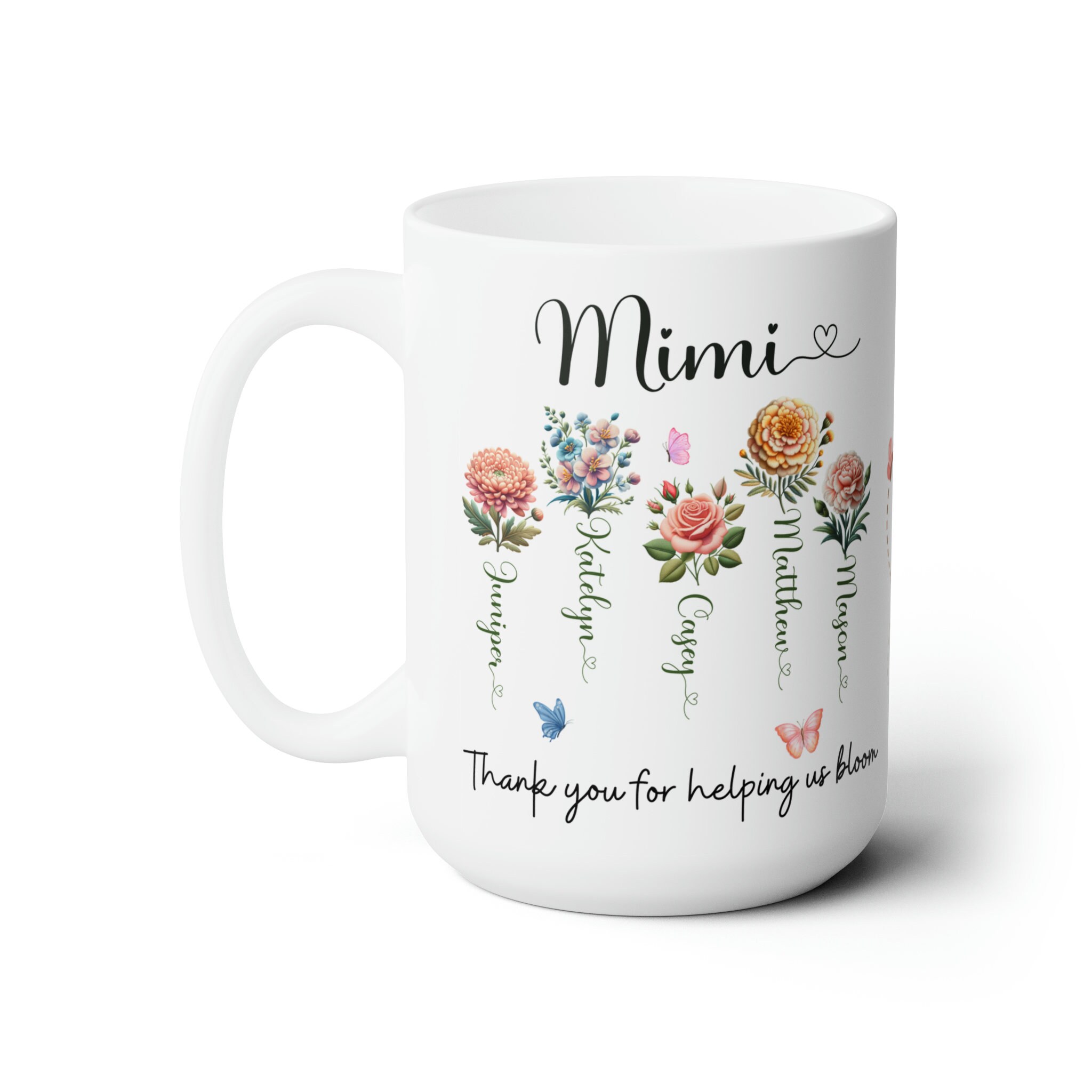 Personalized Mimi Mug With Birth Flower and Grandkids' Names Mother's ...
