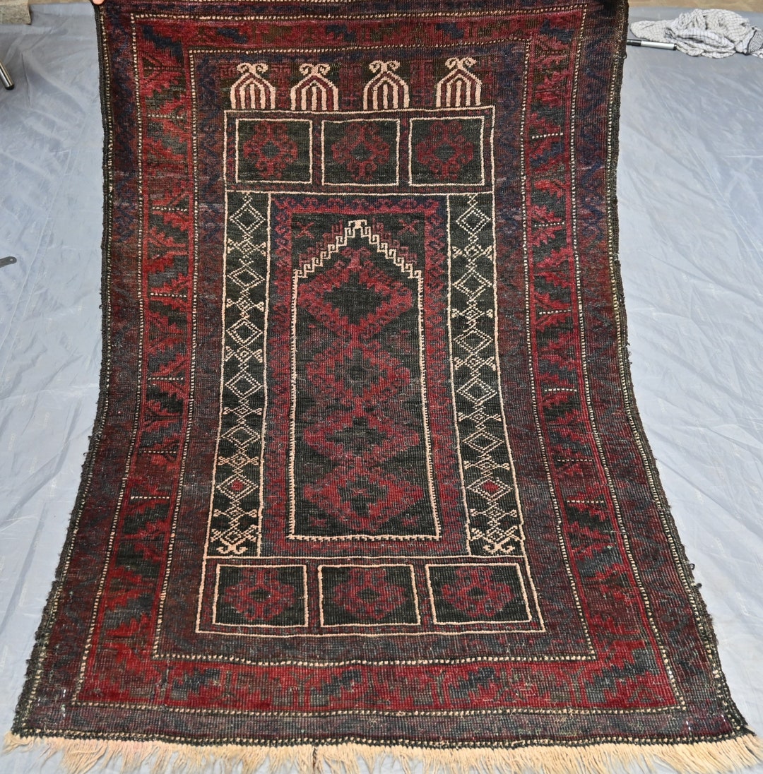 Vintage Prayer Rug, 4.6 X 3.0 Ft, Afghan Prayer Rug, Afghan Handmade ...