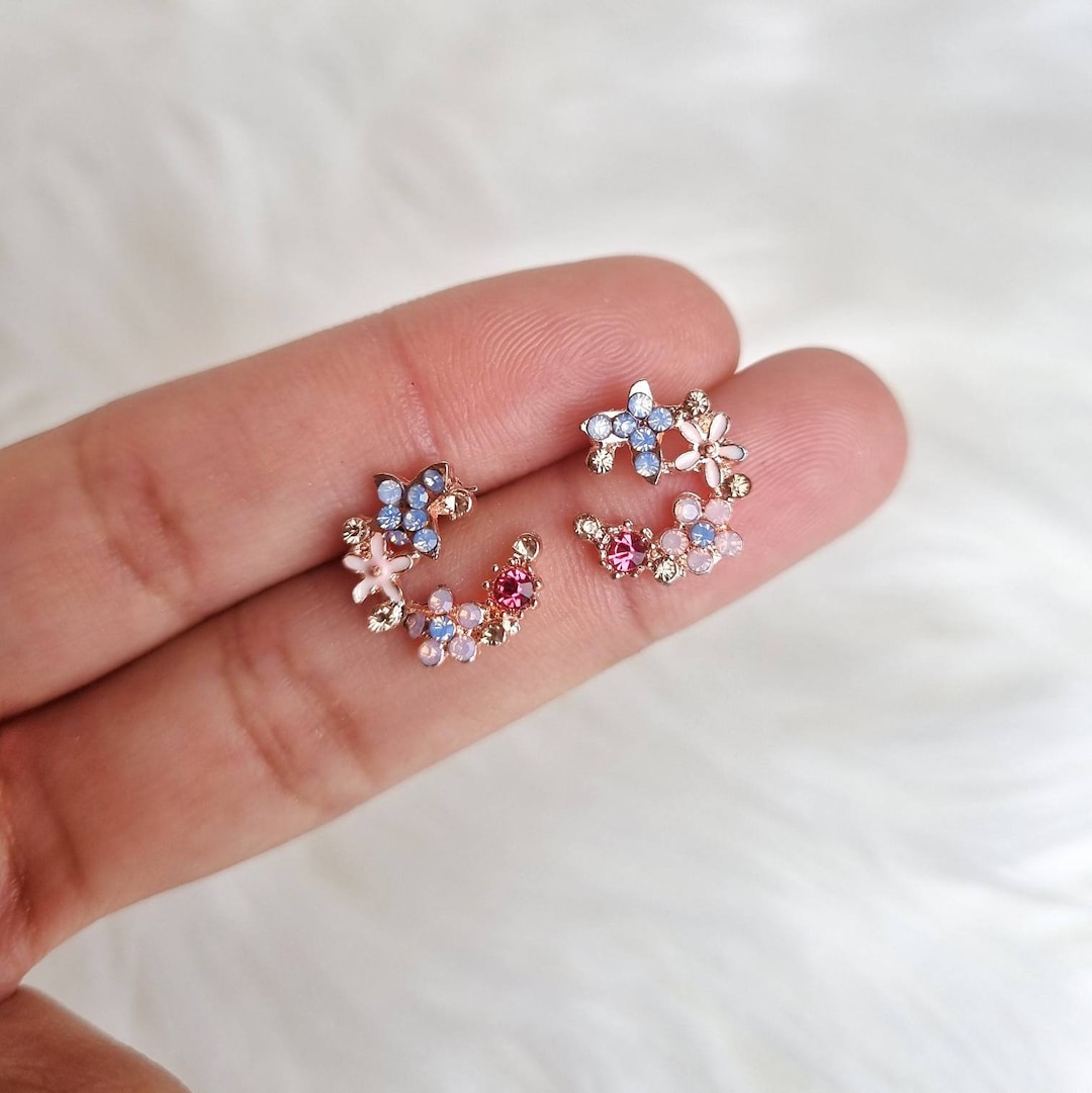 Floral Studs crystal Wreath Stocking Flower Womens Jewellery Christmas ...