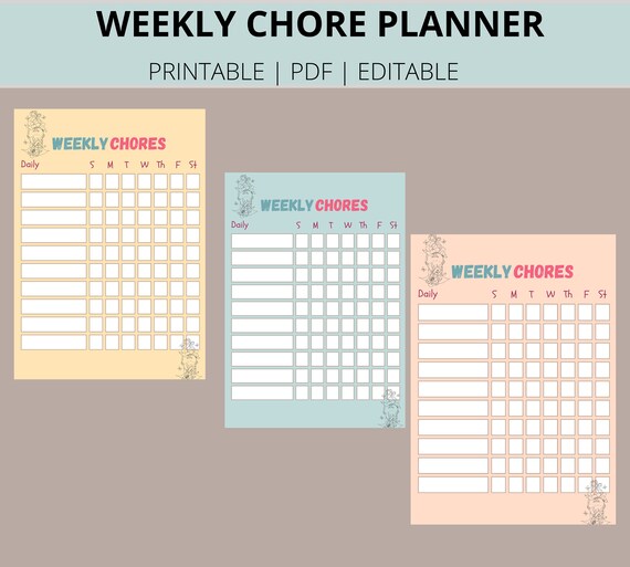 Editable Cleaning Schedule Printable Daily Weekly - Etsy