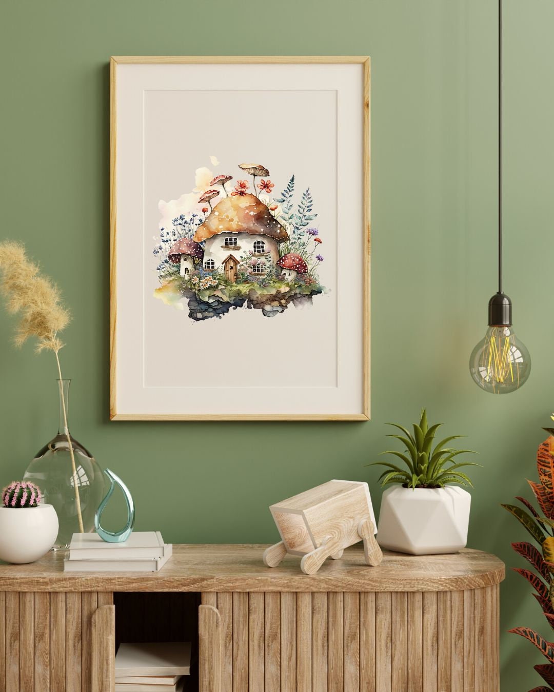 Fairy Tale Folly Mushroom House Illustration | Wall Decor | Cute ...