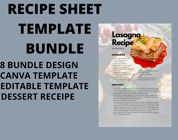 Recipe Template EDITABLE Recipe Sheet Template Dessert - Etsy