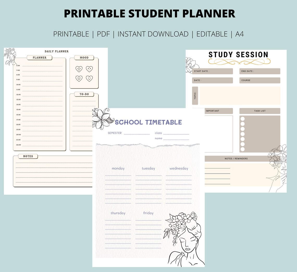 Student Planner, Printable, Academic Planner, Student Plan, Academic ...