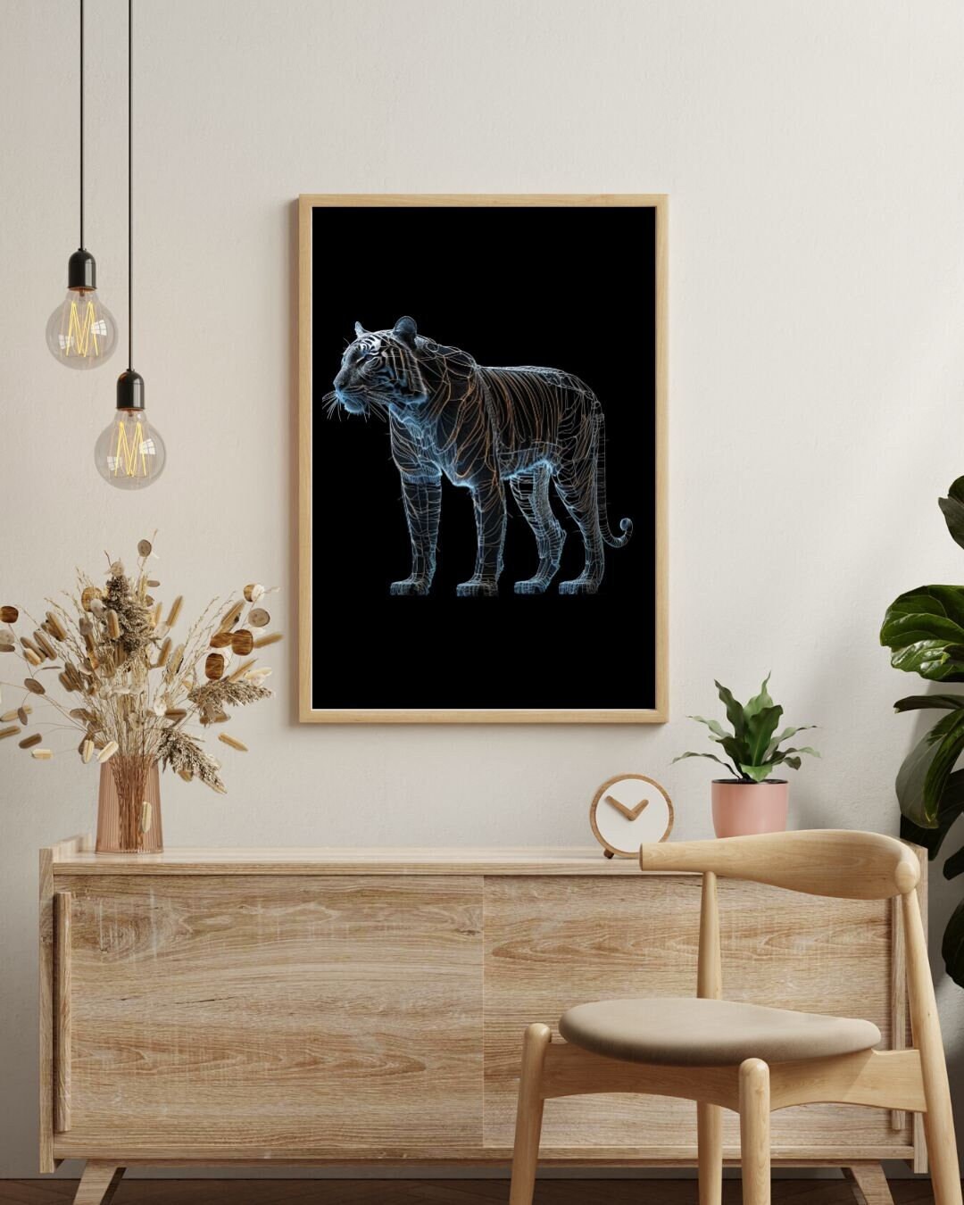 Tiger Wireframe Illustration | 3D Art | Digital Download | Animal Line ...