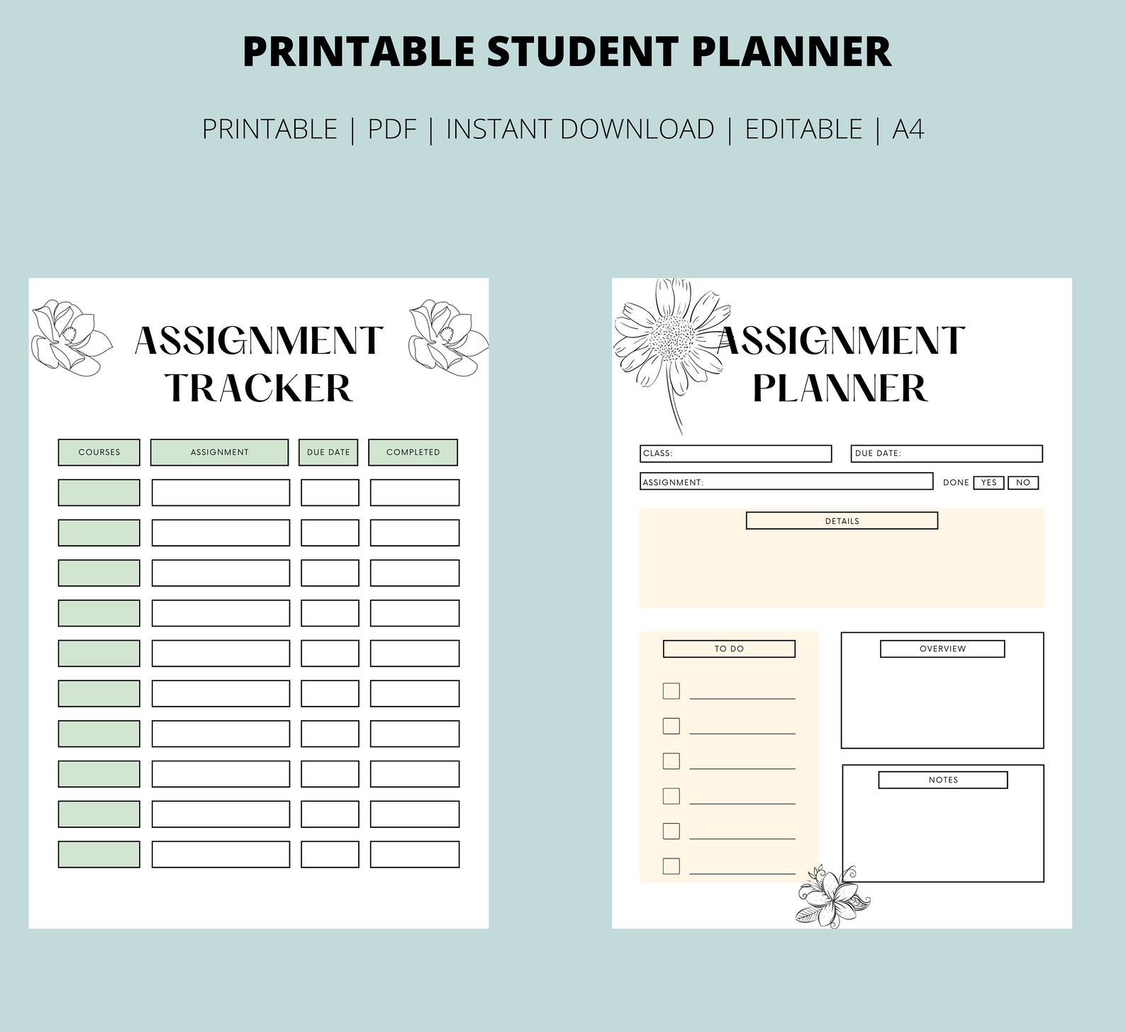 Student Planner, Printable, Academic Planner, Student Plan, Academic ...
