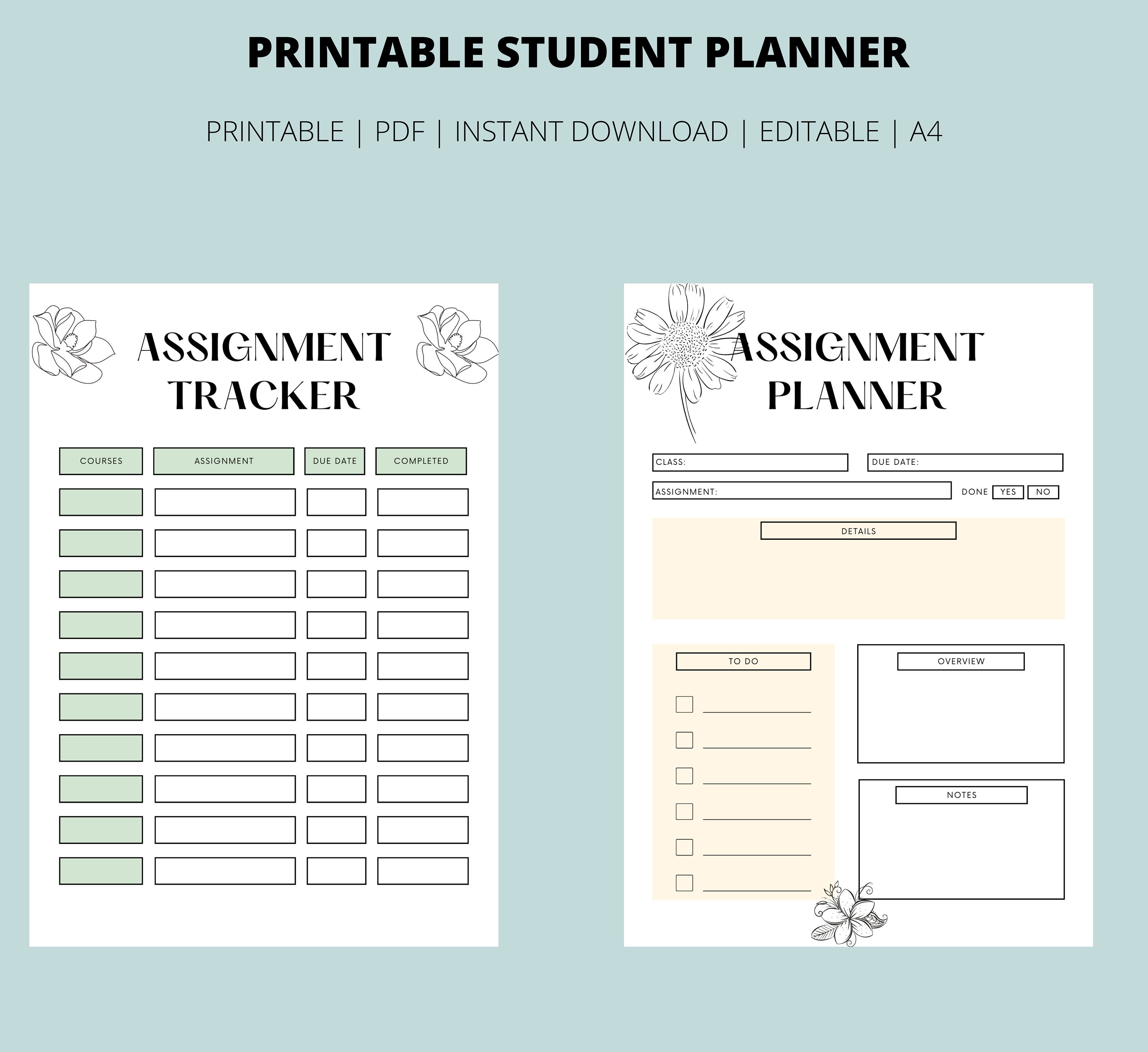 Student Planner, Printable, Academic Planner, Student Plan, Academic ...