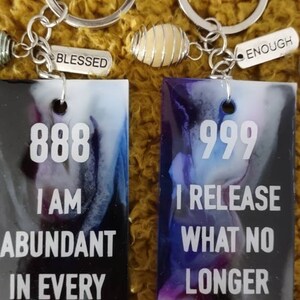 Angel Number Keychains, Key Tags, With Crystals, Epoxy Keychains - Etsy