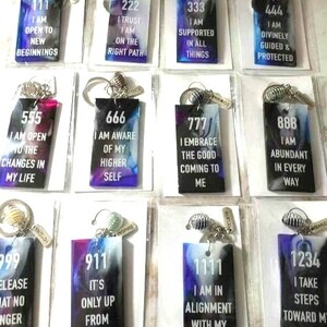 Angel Number Keychains, Key Tags, With Crystals, Epoxy Keychains - Etsy