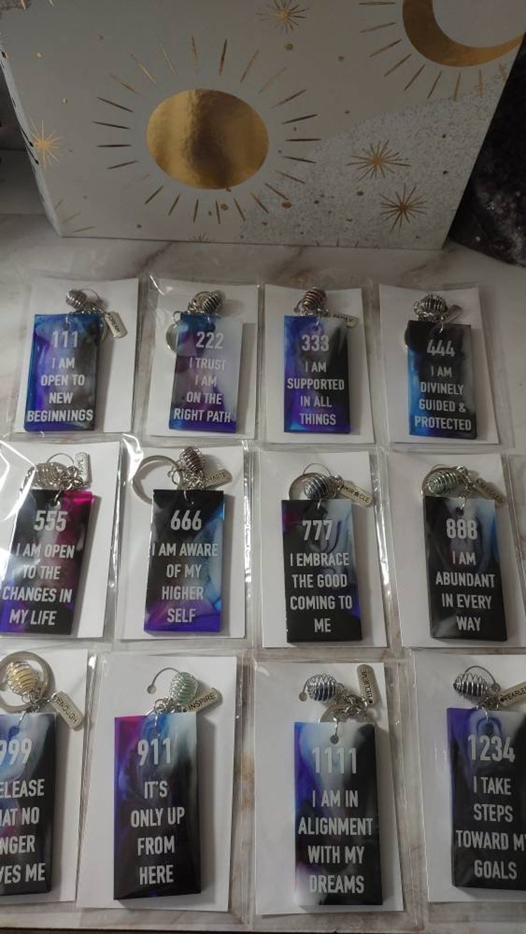 Angel Number Keychains, Key Tags, With Crystals, Epoxy Keychains - Etsy