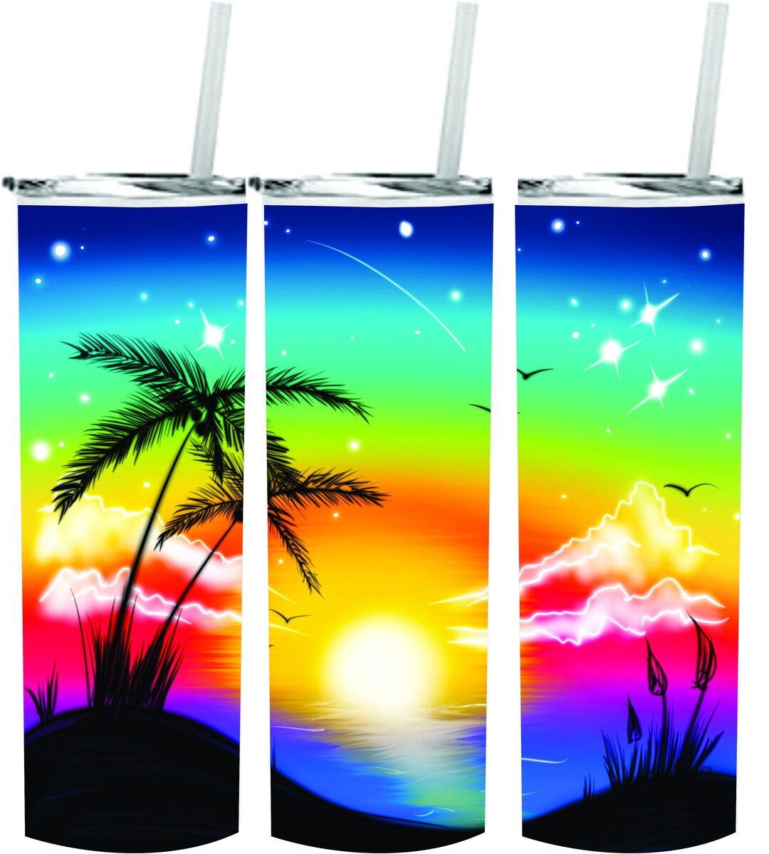 Beach Tumbler 1, Sunrise, Sunset Beach Sublimation Design for Tumblers ...