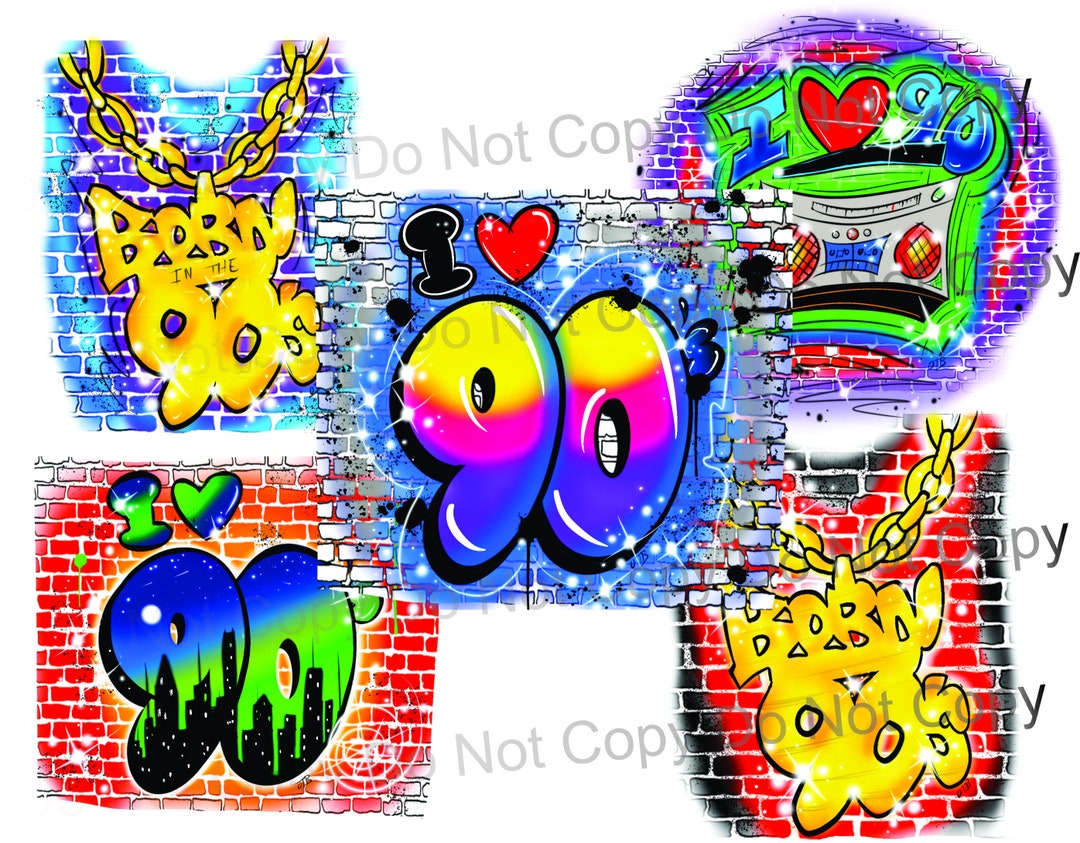 90's Airbrush Sublimation Throwback Designs. 5 Designs. PNG - Etsy