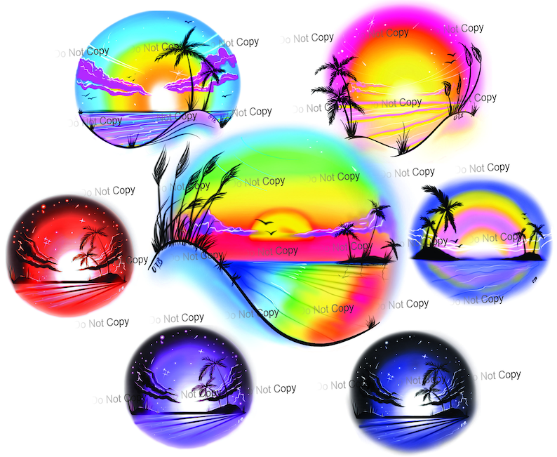 Airbrush Beach Designs for T-shirts, Mugs and Gifts. This Can Be ...