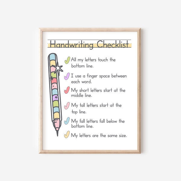 Alphabet Writing Chart Poster, Printable Cursive and Print, Red Vowel ...