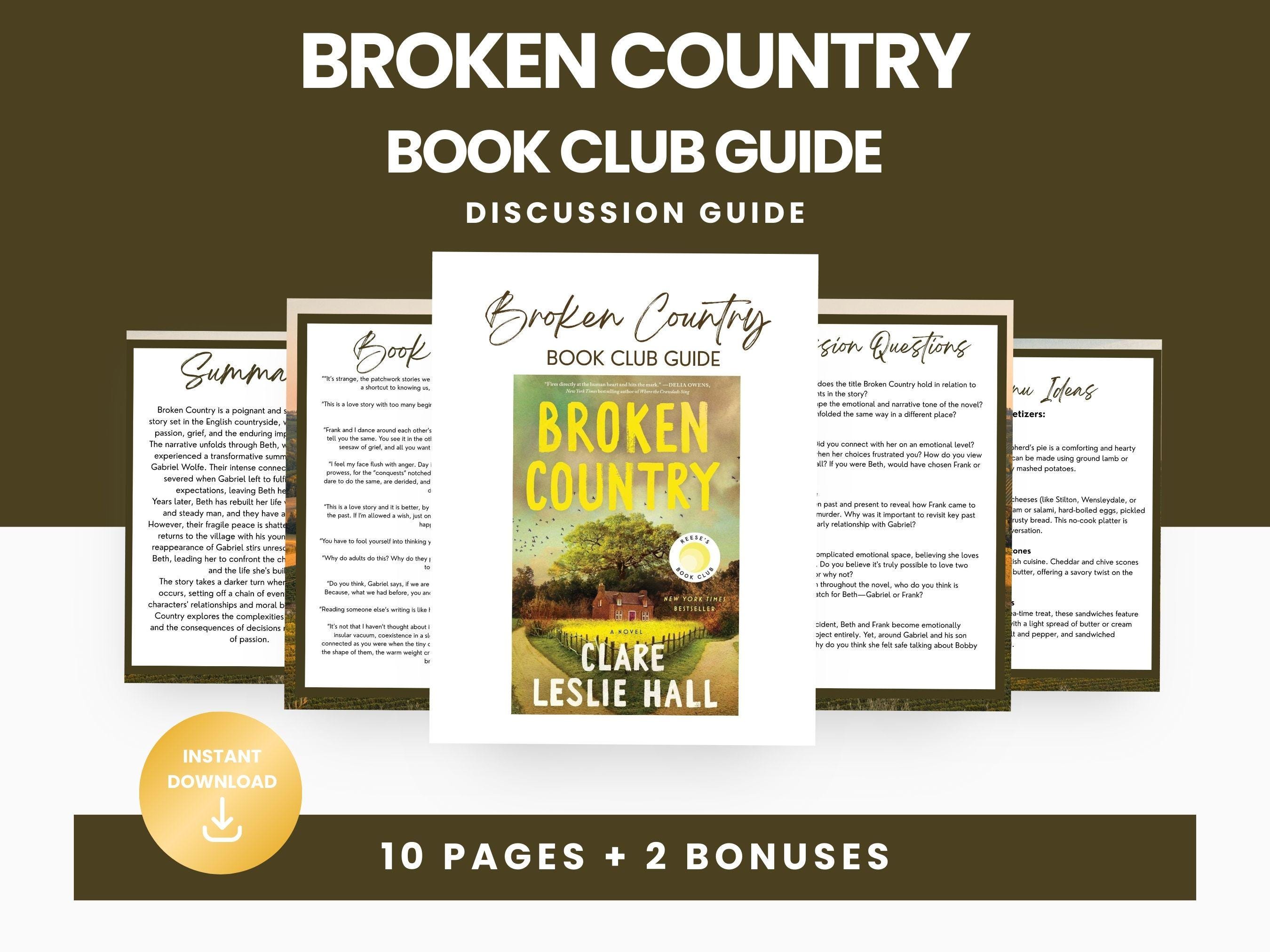 Book Club Guide Broken Country, Book Club Discussion, Booktok Digital ...