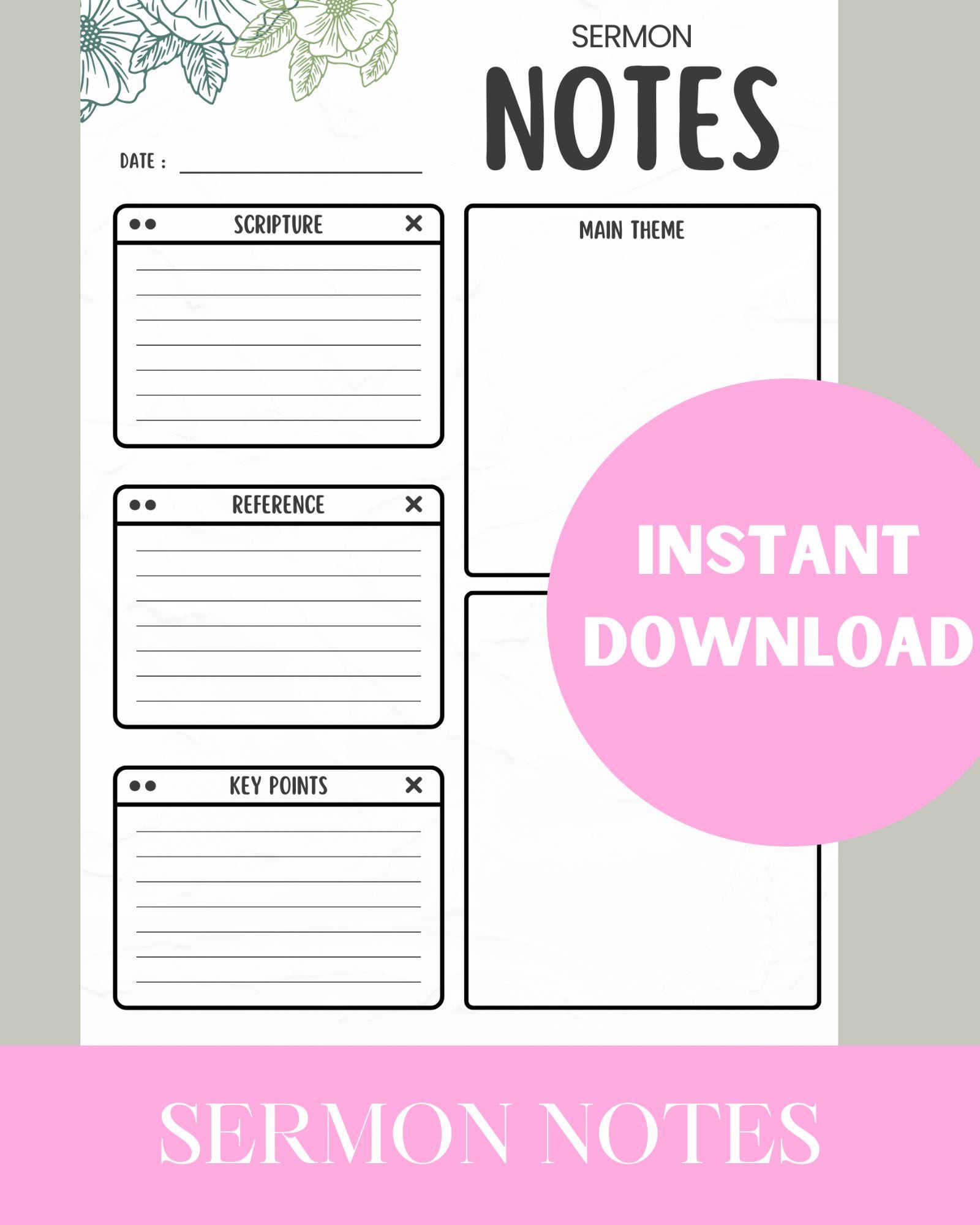 Sermon Notes Template Printable, Colourful Sermon Notes Journal, Cute ...