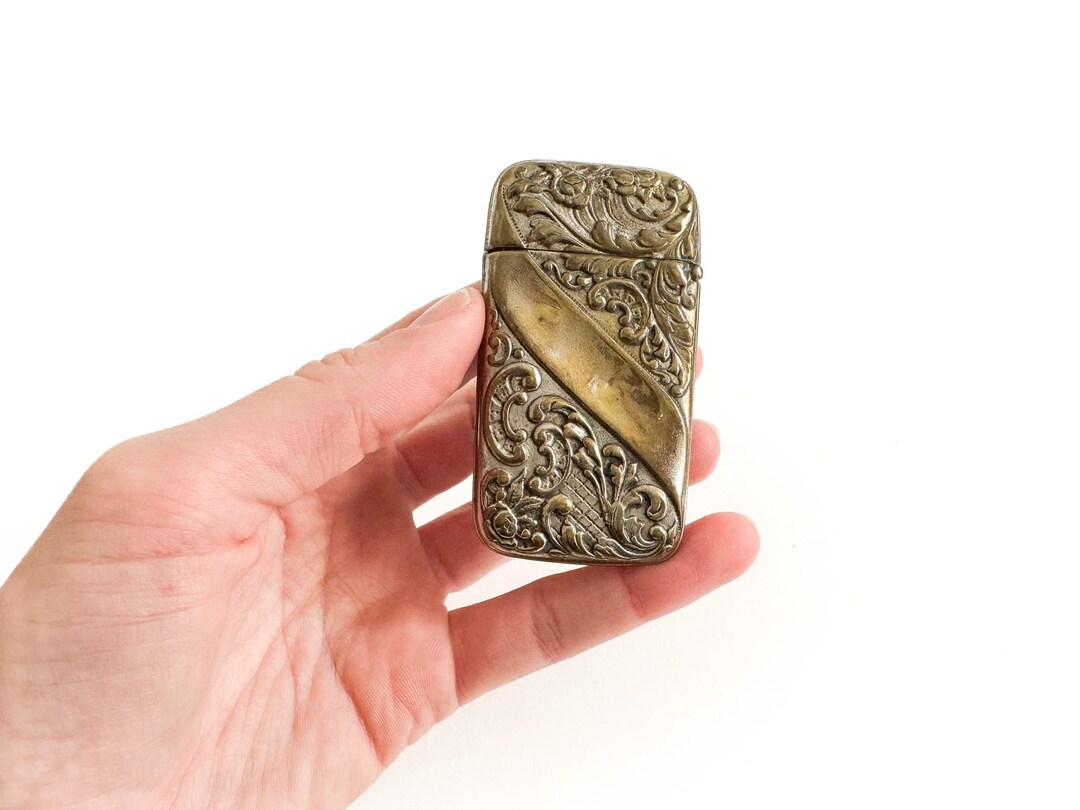 Antique Art Nouveau Metal Match Safe / Decorative Match Box / Metal ...