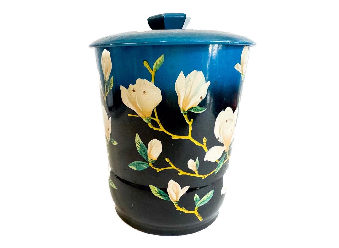 Vintage Blue Floral Tin Canister, Kitchen Storage - Etsy