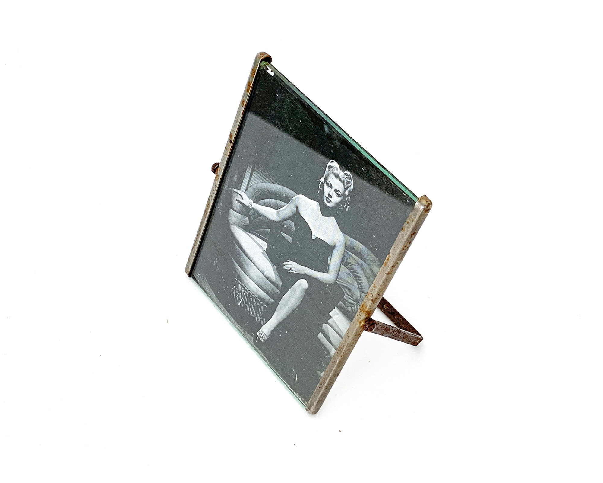 Vintage Two Sided Metal Frame Mirror / Vanity Mirror / | Etsy