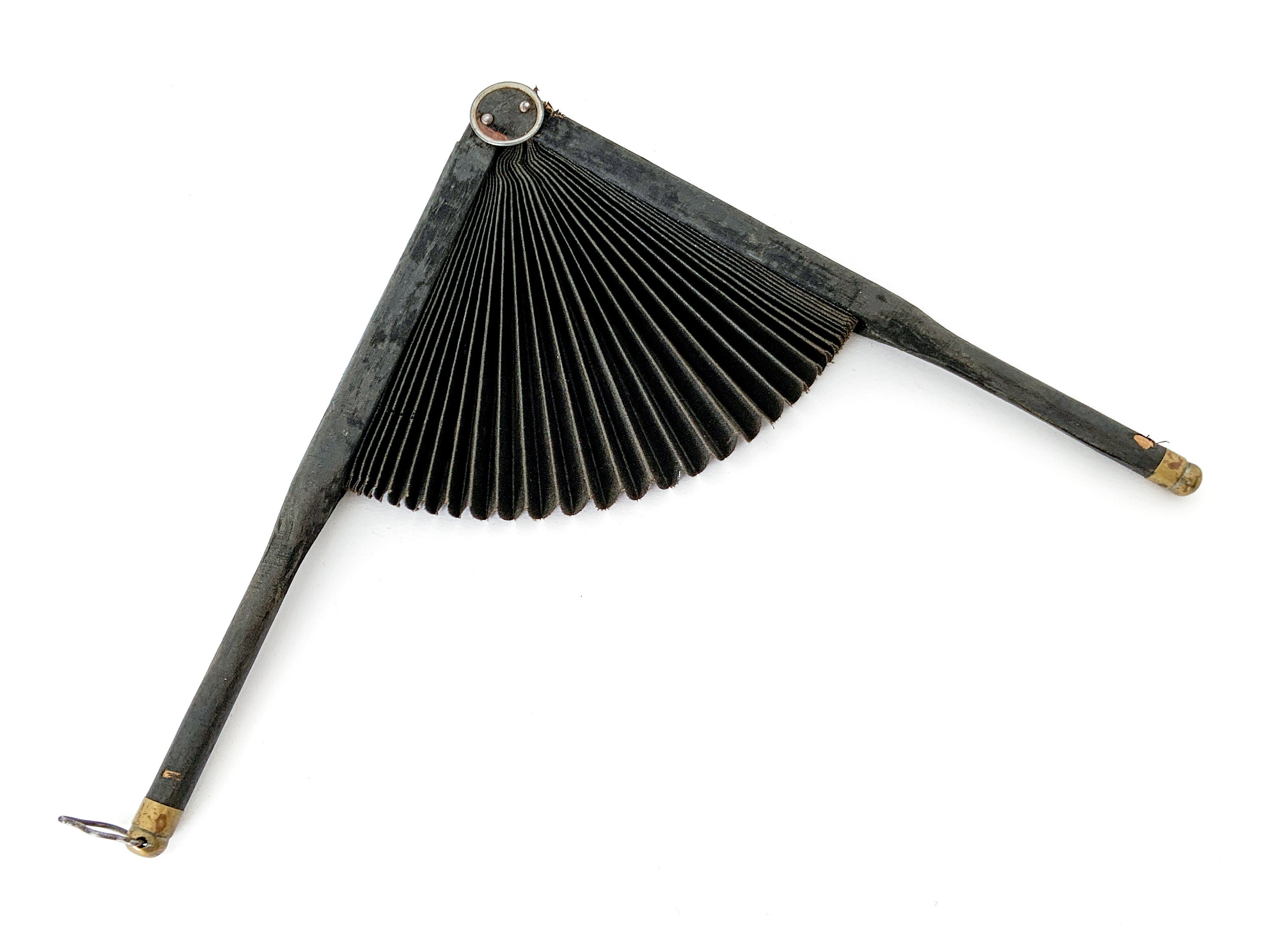 Victorian mourning cockade fan / antique folding black hand | Etsy